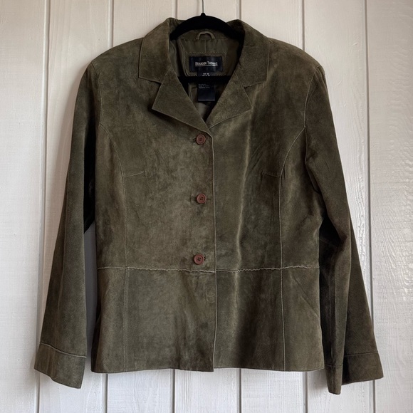 Brandon Thomas | Jackets & Coats | Vintage Brandon Thomas Green Suede ...